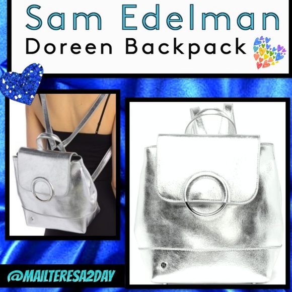 Sam Edelman | Bags | Nwt Sam Edelman Metallic Silver Doreen Backpack ...